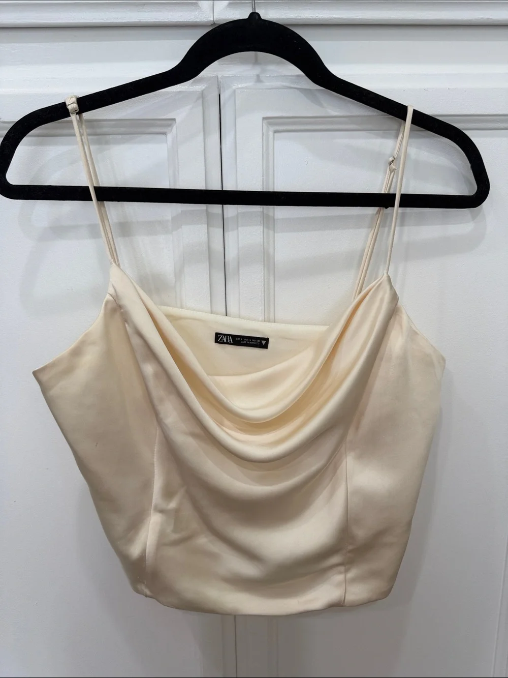 Zara | Tops | Zara Ivory Satin Draped Cowl Neck Camisole | Poshmark